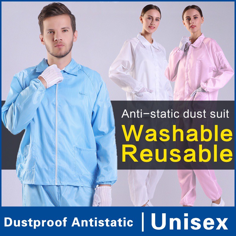 2 in 1 Clean room Suit Washable PPE Suit Jacket and Pants Reusable Anti ...