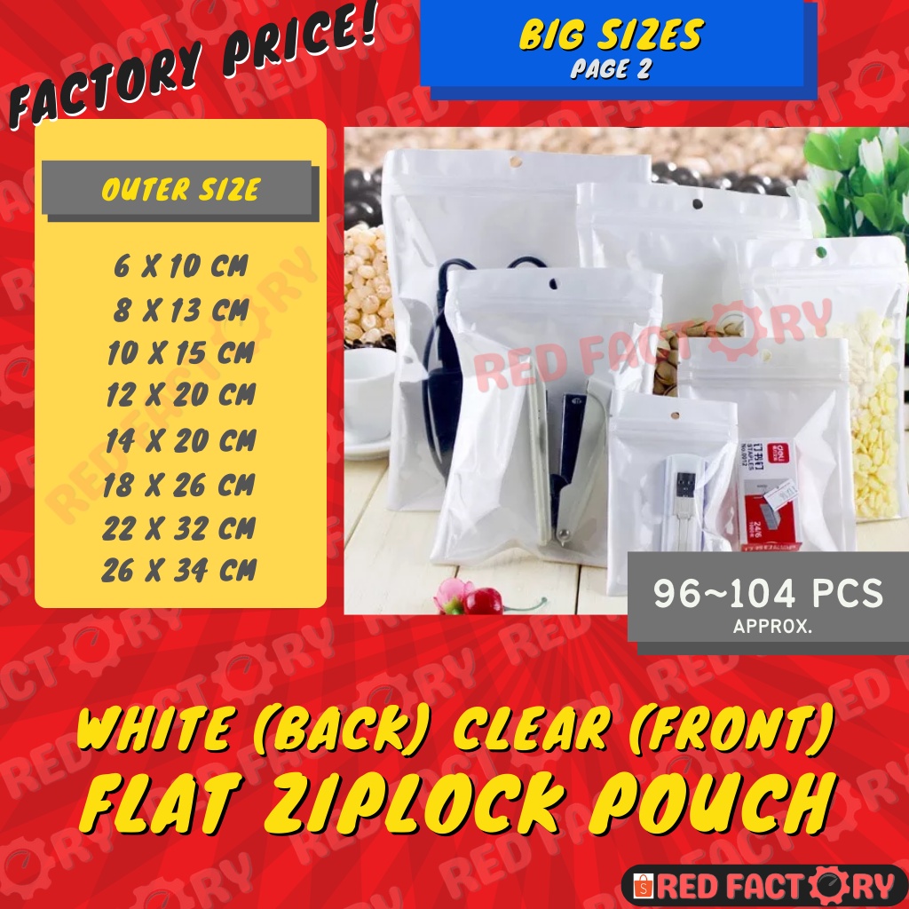 96 to 104pcs White Clear Flat Ziplock Pouch Accessory Cosmetic ...