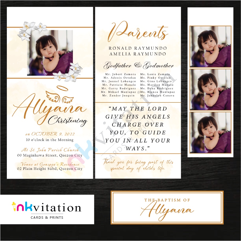 CUSTOMIZED THEME LAYOUT BOOKMARK STYLE INVITATIONS FOR BAPTISM ...