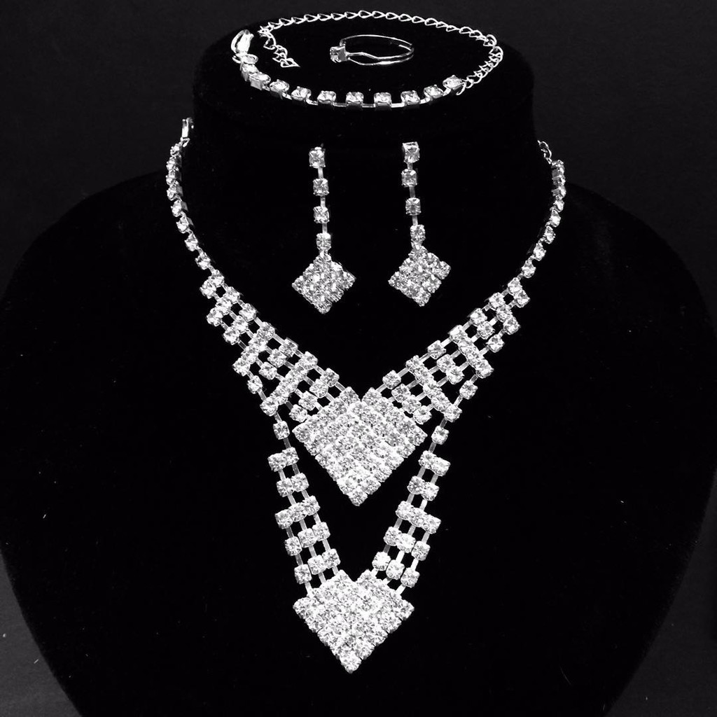 4in1 diamonds fashion set wedding jewelry set | Shopee Philippines