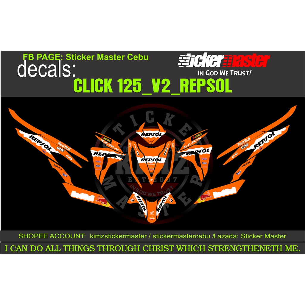 CLICK 125 V2 FULL DECALS REPSOL CONCEPT ORANGE | Shopee Philippines