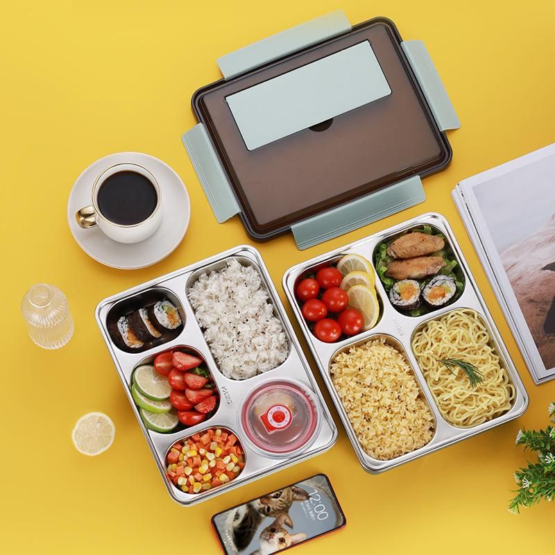 Bento Stainless Steel 304 Lunch Box 4-Separated Stainless Lunch Box ...