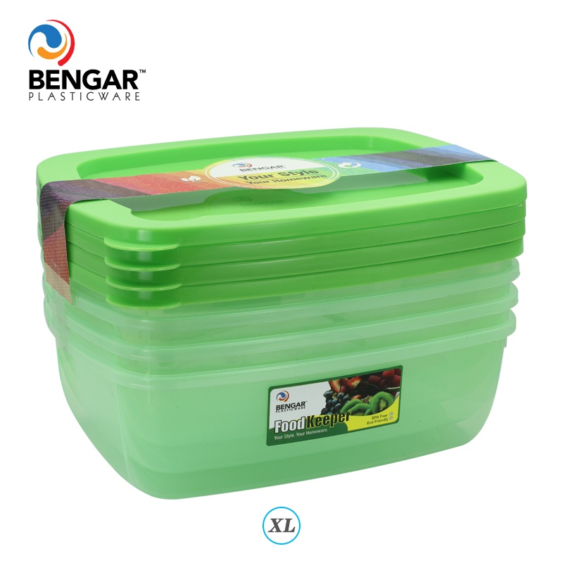 BENGAR PLASTICWARE Rectangular Food Storage Box 4 Pcs Each Set Keeper ...
