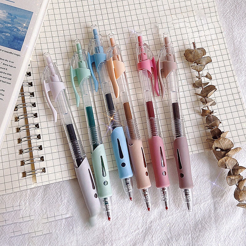 6 Colors Retro Color Gel Pen Set 0.5 Press Students To Take Notes with ...