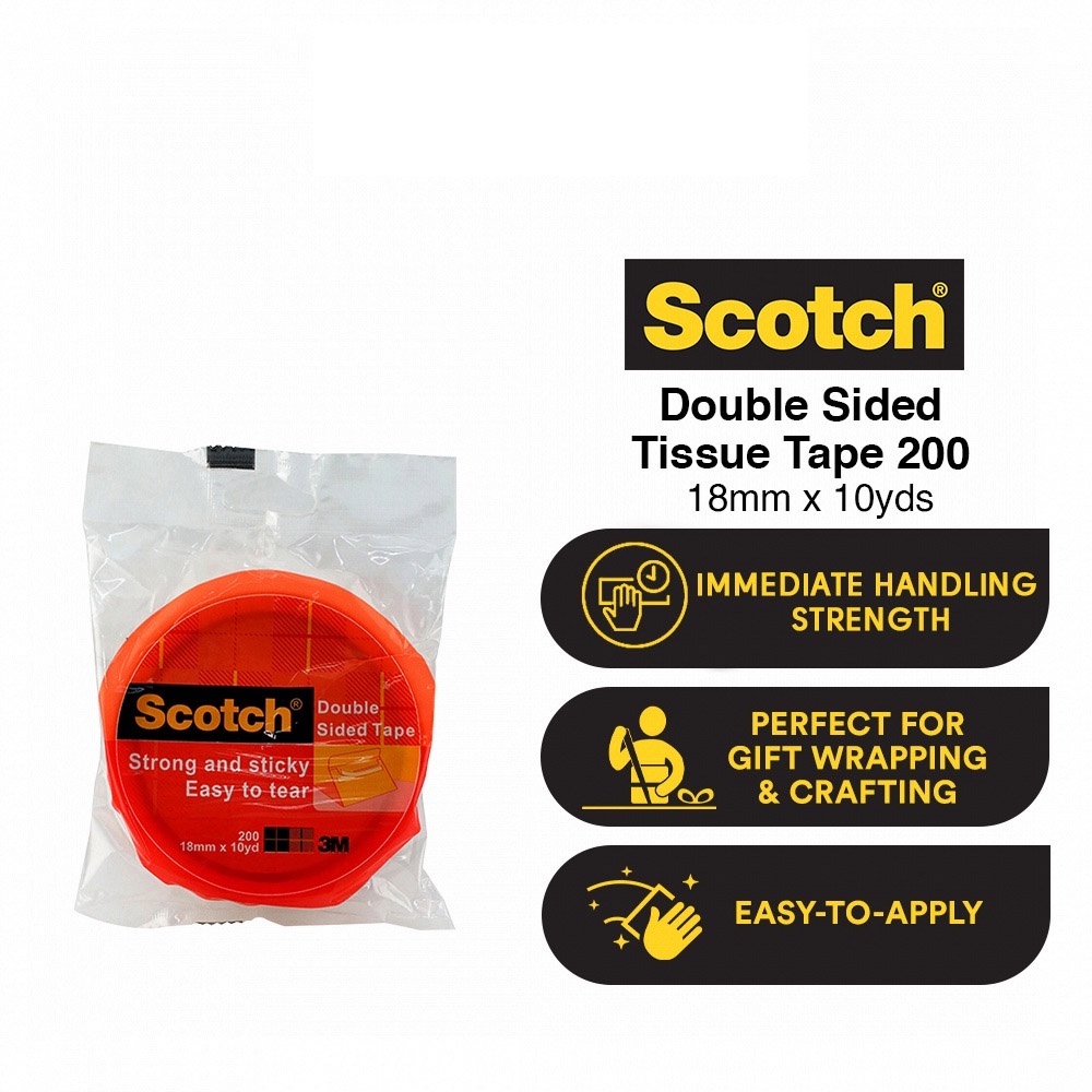 3M Scotch Double-sided Tissue Tape 200, 18MMX10YDS | Shopee Philippines