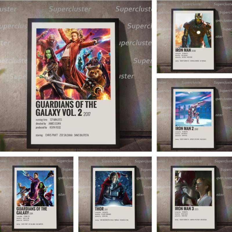 Marvel Canvas minimalist classic movie Painting Ironman Thor Guardians ...