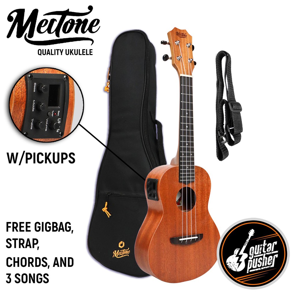 Meitone M1 All-Mahogany Ukulele With Gigbag, And Tuner with Chord Chart ...