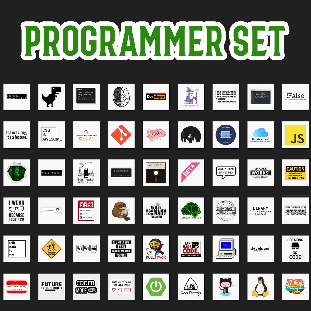 50 pcs. IT PROGRAMMER STICKERS | water proof | FUTURE CODER PROGRAMMING ...