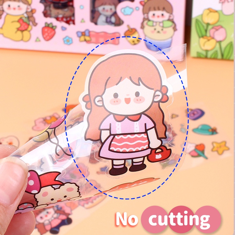 100PCS Cute Waterproof Sticker Set Transparent Stationary Stickers ...
