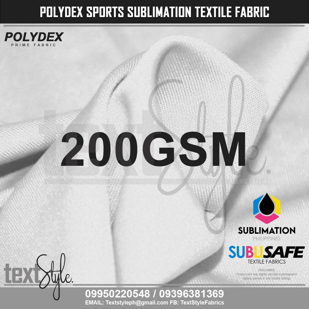 Textstyle White Sports Polydex Sublimation Textile Fabric SubliSafe ...