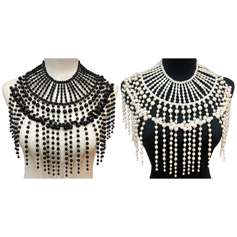 blg Exaggerated Layered Jewelry Shoulder Body Chain Harness Pearl ...