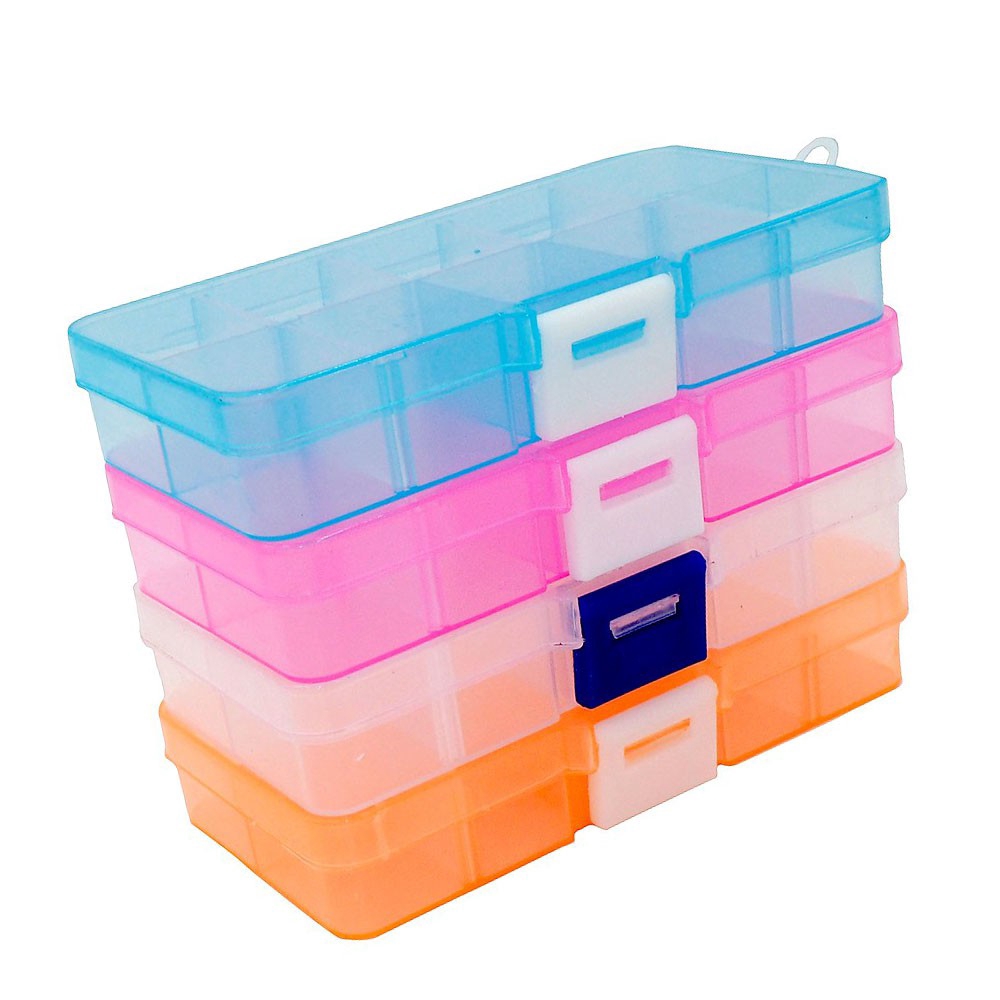 10 Grid Nail Art Empty Divided Boxes Cell Rhinestone Beads Tips Plastic ...