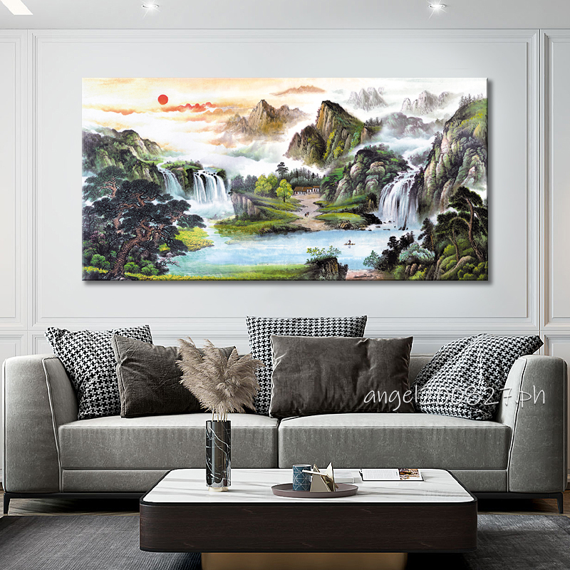 Chinese Style Landscape Painting HD Feng Shui Canvas Painting Poster Living Room Hotel Office Decoration Wall Art Unframed Shopee Philippines