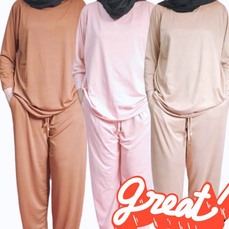 Classic 34 Sleeve Terno Pajama Cotton Spandex Stretchable Plain Shopee Philippines