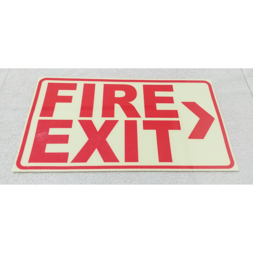 Luminous Fire Exit Arrow Right Sign Sticker (19mm Text) | Shopee ...