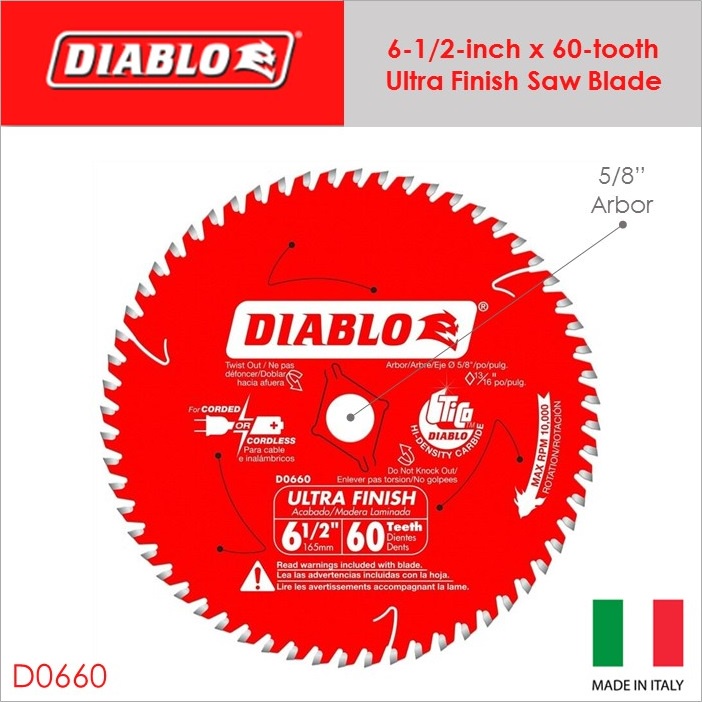 Freud Diablo 6-1/2-inch x 60-tooth Ultra Finish Circular Saw Blade ...
