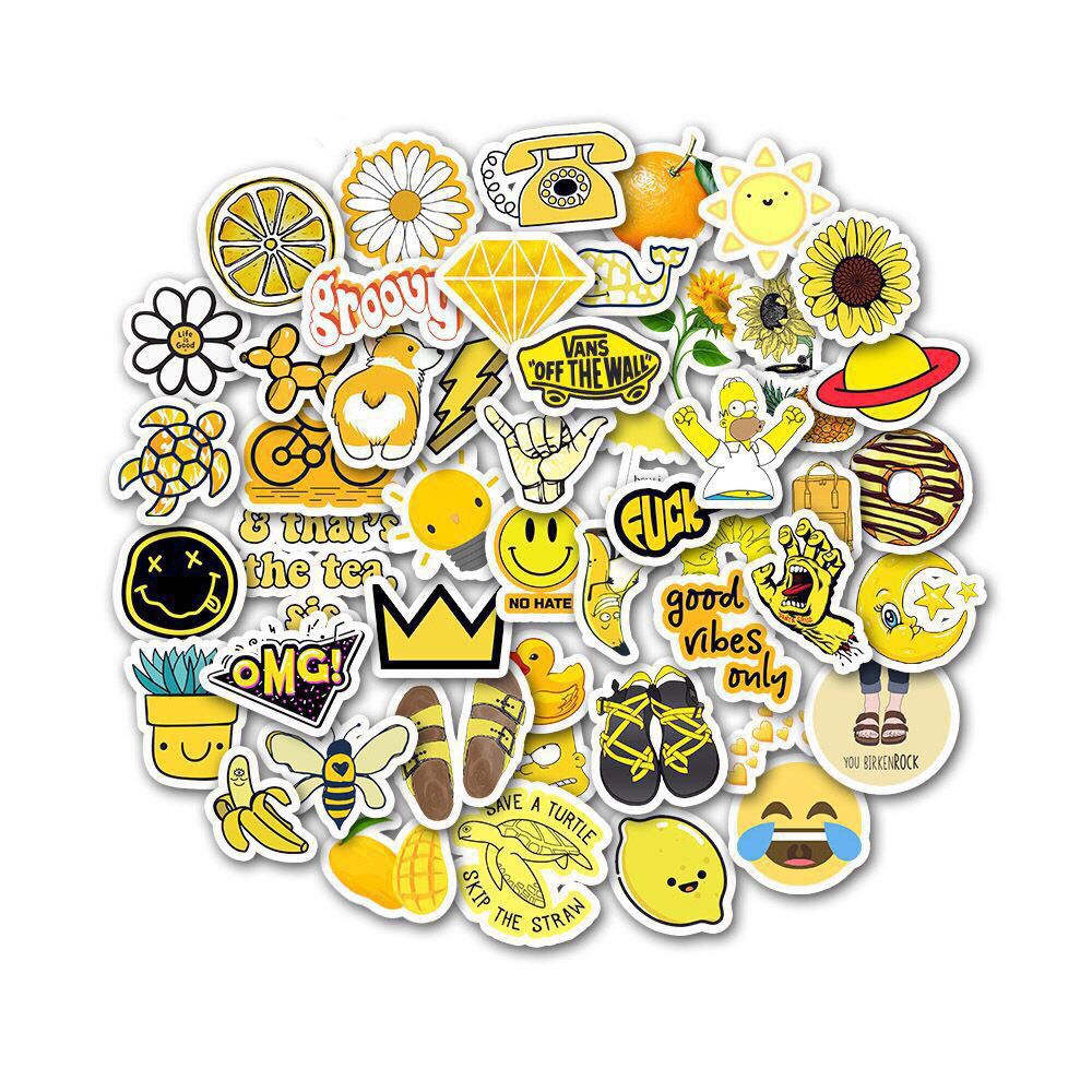 xs049-50pcs yellow series small clear stickers graffiti stickers ...