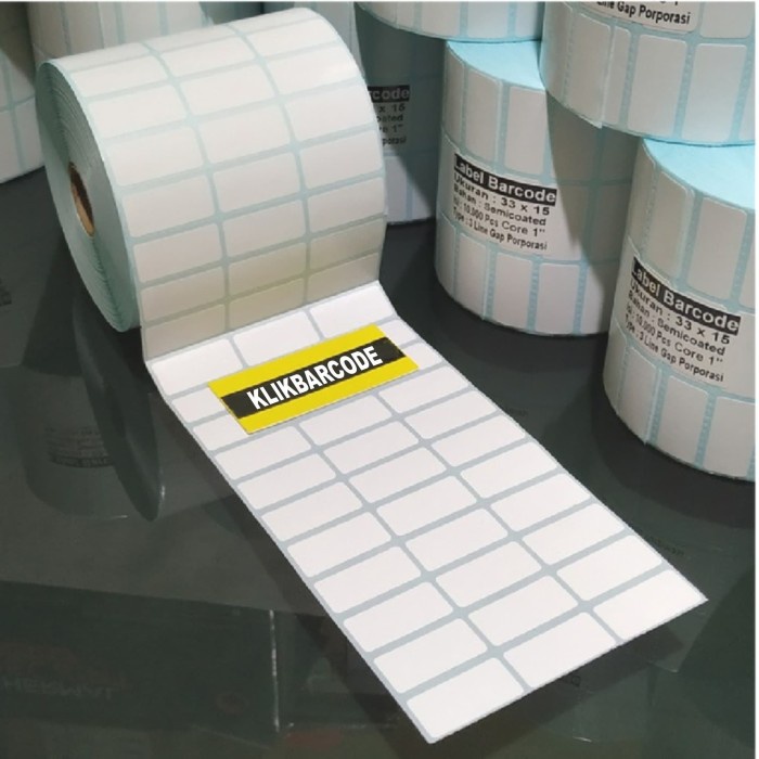 Semicoated BARCODE LABEL STICKER 33 X 15 3 LINE GAP CORE 1" CONTENTS ...