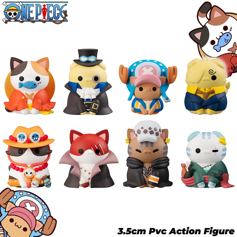8PCS/Set ONE PIECE Cat Luffy Zoro Ace PVC Action Figure | Shopee ...