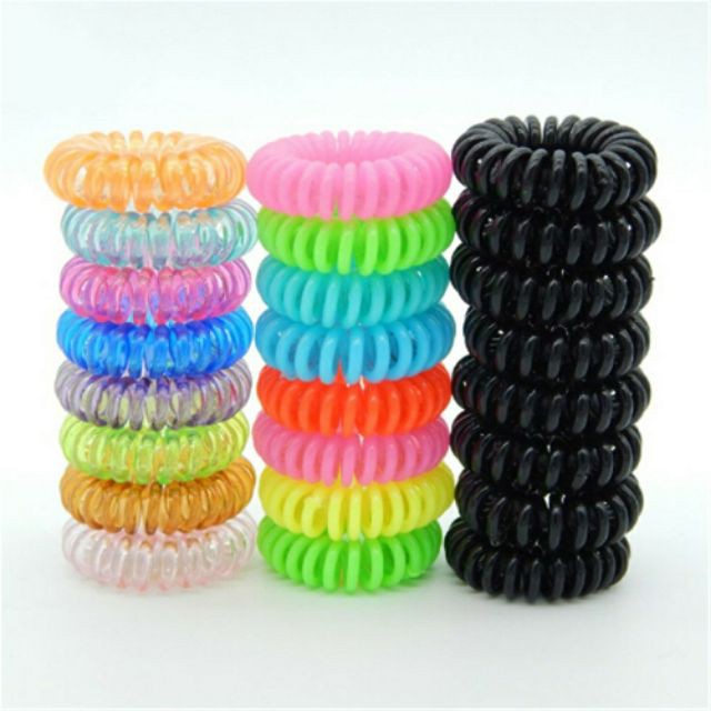 12 pcs telephone wire plastic hair ties spiral no crease coil ponytail ...