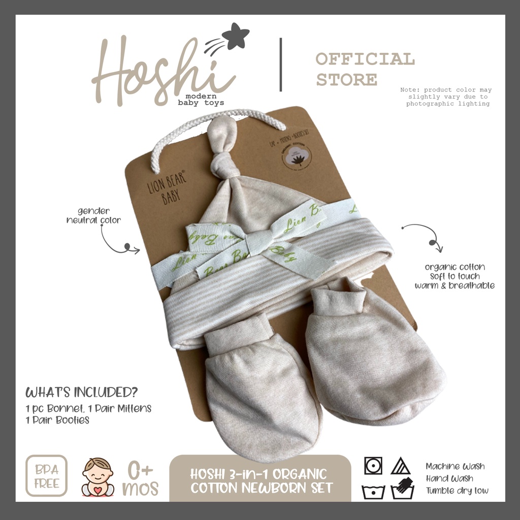 Hoshi Baby 5 Pack Organic Cotton Newborn Set, With Head Cap, Pair of ...