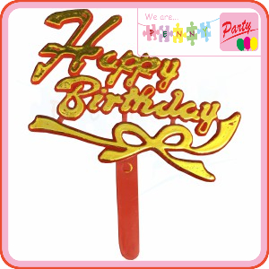 MERAH Topper / Toper / Red Gold HAPPY BIRTHDAY Cake Pick Decoration ...