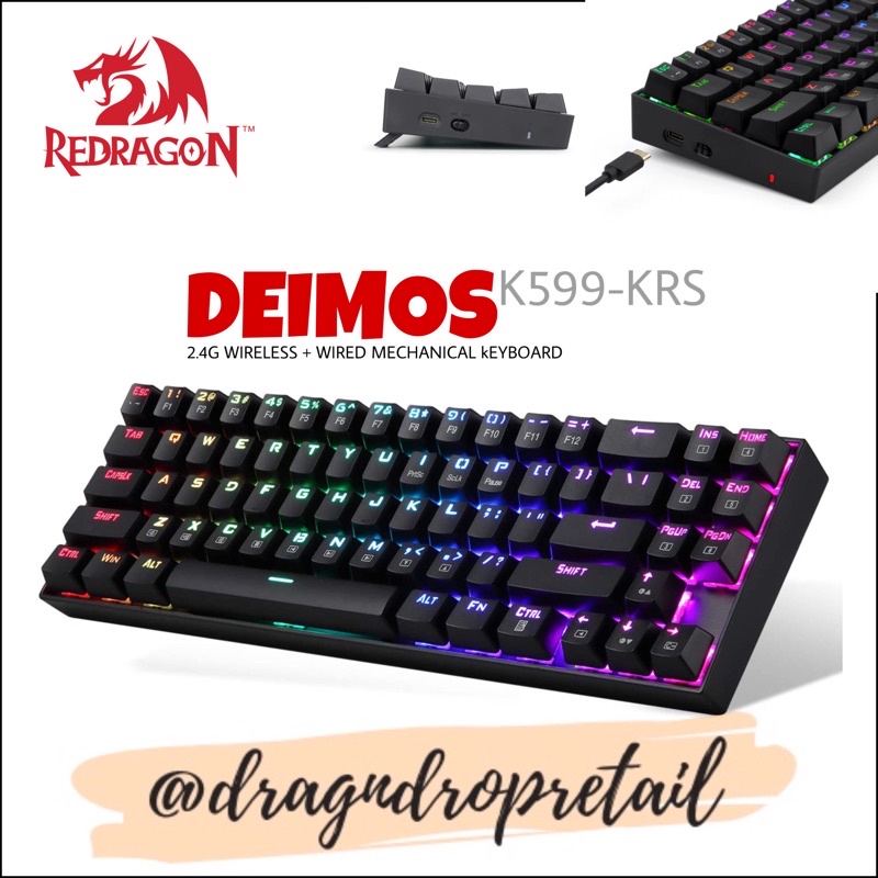 Redragon DEIMOS K599-KRS Dual Mode 2.4G Wireless + Wired TKL 70 Keys ...