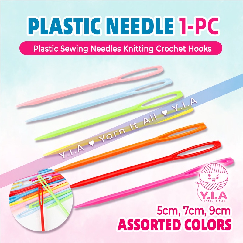 Yia Plastic Needles Knitting Crochet Hooks Tapestry Wool Yarn Children ...