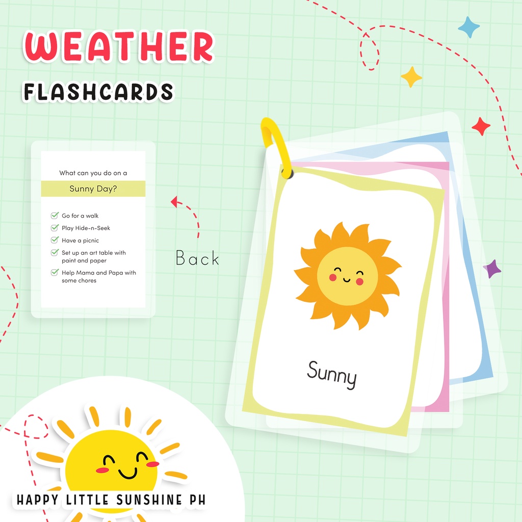 HLSPH | Back-to-back Weather flashcards for Toddler Kids Pre-Schooler ...
