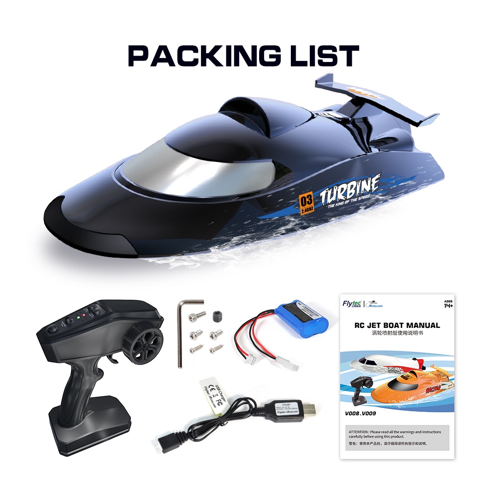 Flytec V009 RC Boat Waterproof 2.4GHz Electric 30KM/H Turbine Drive ...