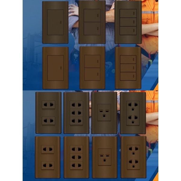 Royu DARK GRAY/DARK WOOD/WHITE outlet - 1 2 3 Gang /Switch Sets ...