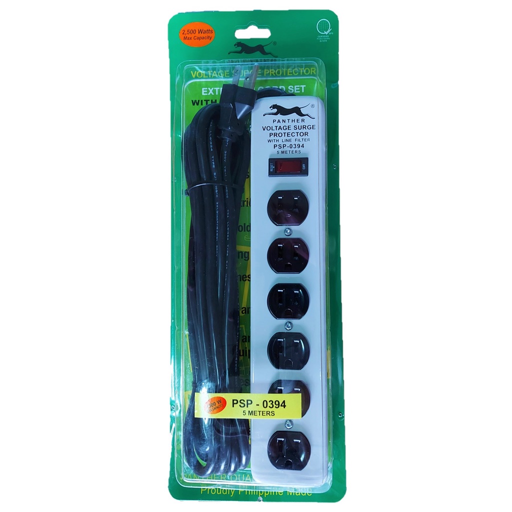 Panther Voltage Surge Protector with Line Filter 6 Outlet Extension ...