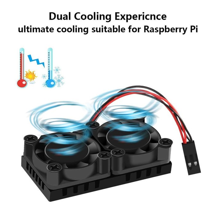 Dual Heatsink Fan Raspberry Pi Thermal Tape Cooling Super Cooling ...
