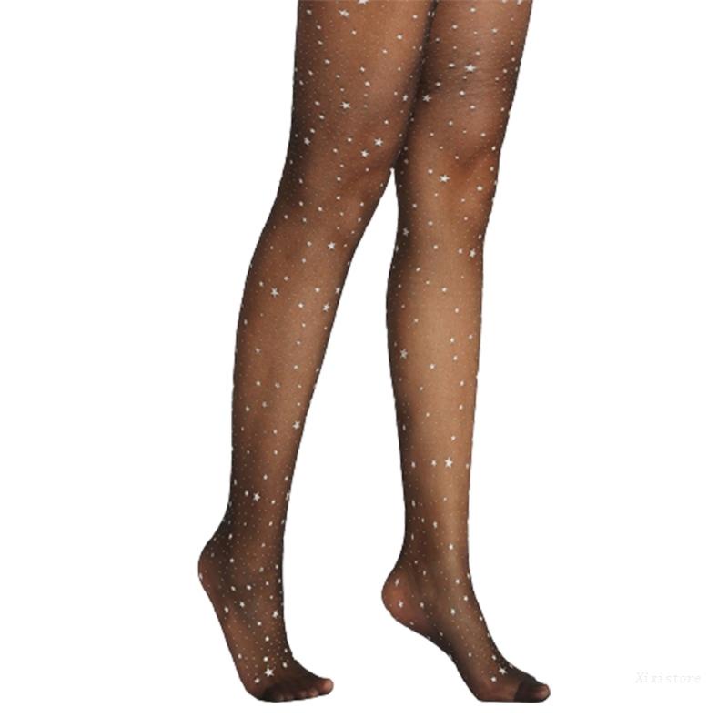 Xixi Women High Waist Ultra Thin Pantyhose Glitter Star Sequins Pattern ...
