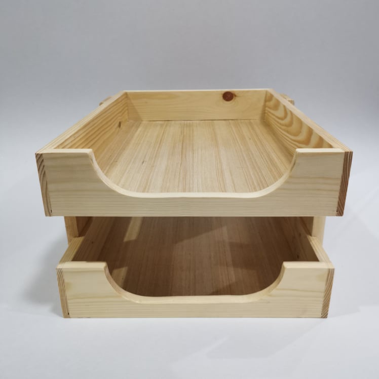 2 Layer Wooden Paper Tray/Letter Tray/Desk Paper Tray/Document Tray ...