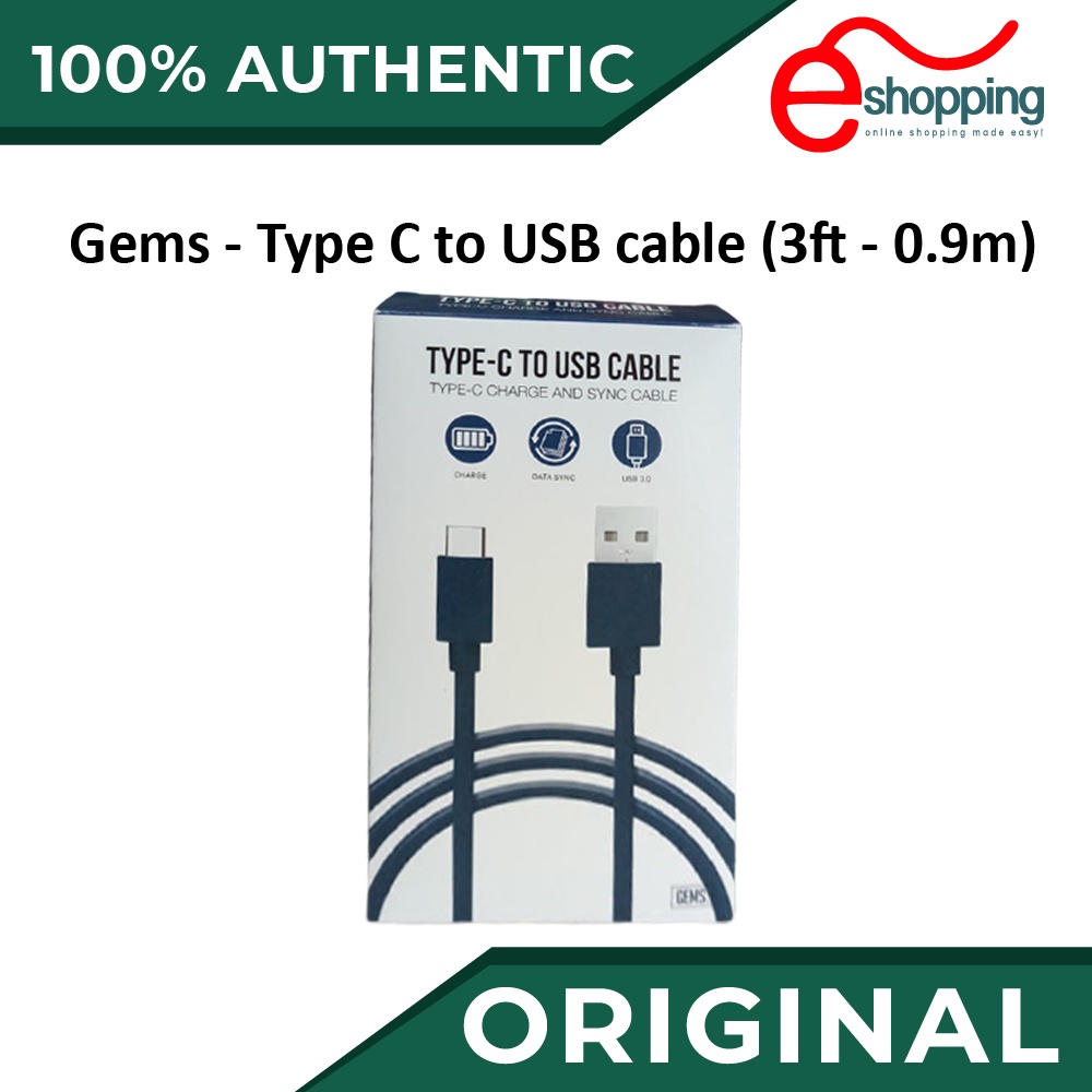 Gems - Type C to USB cable (3ft - 0.9m) | Shopee Philippines