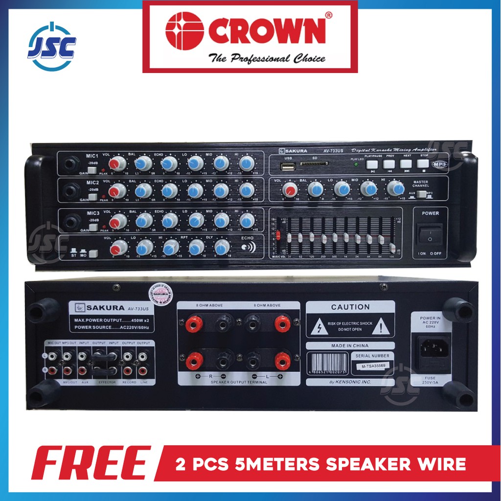 Sakura AV-733US 450W X 2 Karaoke Mixing Amplifier with USB and SD Port | Shopee Philippines