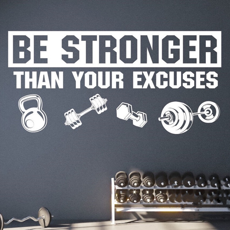 Workout Gym Vinyl Wall Sticker Inspirational Quote Dumbbell ...