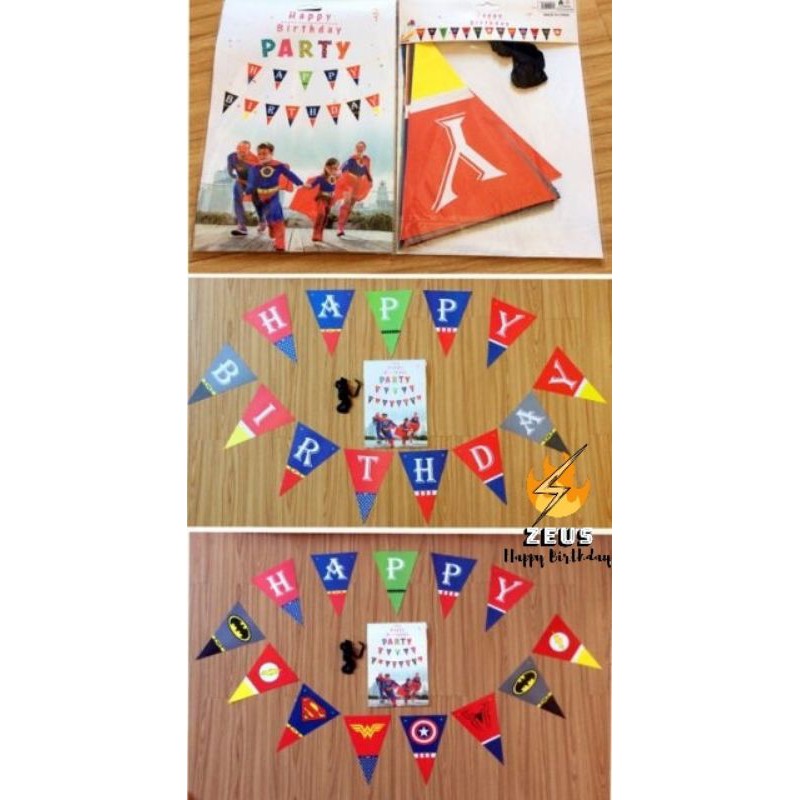 Superman happy birthday bandiritas flag big 3meter(1pcs ribbon ...