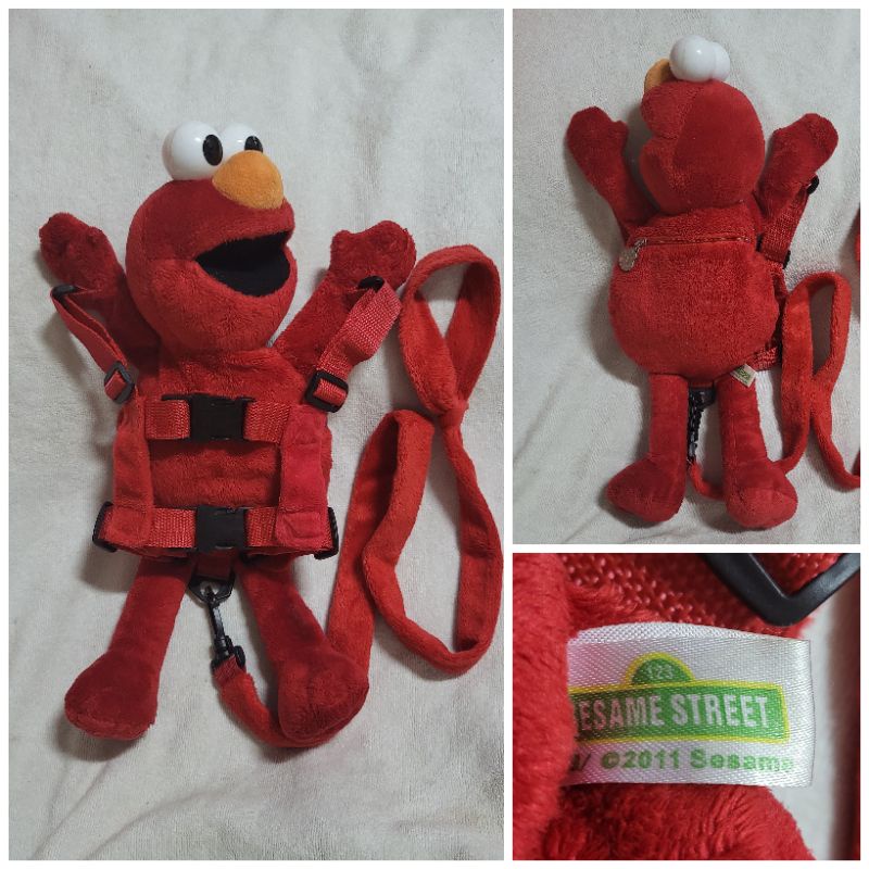 Authentic Sesame Street Elmo 2 in 1 Child Safety Harness Plush Backpack ...