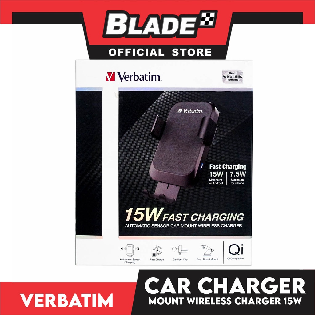 Verbatim 15W Fast Charging (Automatic Sensor Car Mount Wireless Charger ...