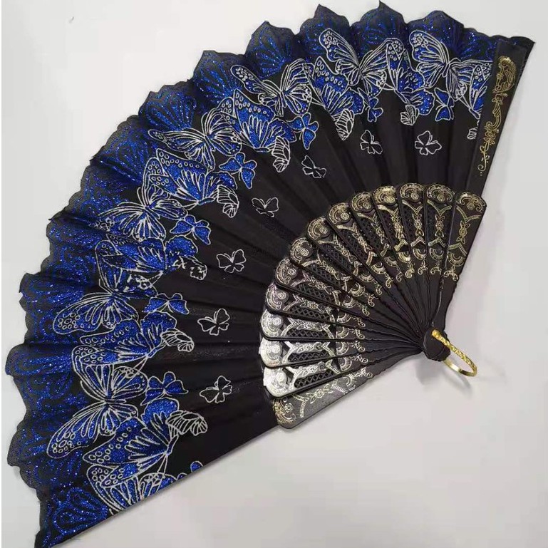 Black Handle Pamaypay O Abanico Butterfly Designs with Glitters ...
