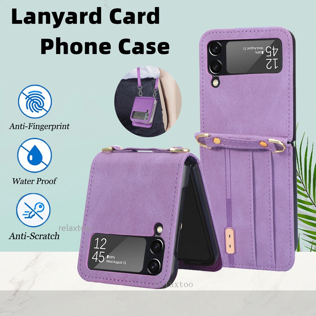 Leather Strap Case For Samsung Galaxy Z Flip 5 4 5G Z flip4 Flip5 ...