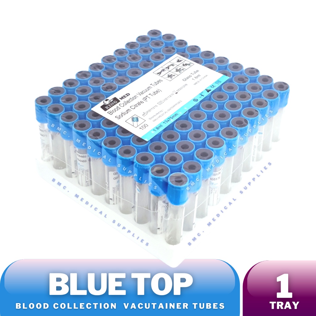 [1Tray] Sodium Citrate (PT Tube) Blue Top: Blood collection Vacuum Tube ...