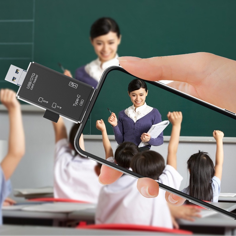 6 In 1 SD Card Reader USB C Card Reader USB 2.0 Mirco USB TF/Mirco SD ...