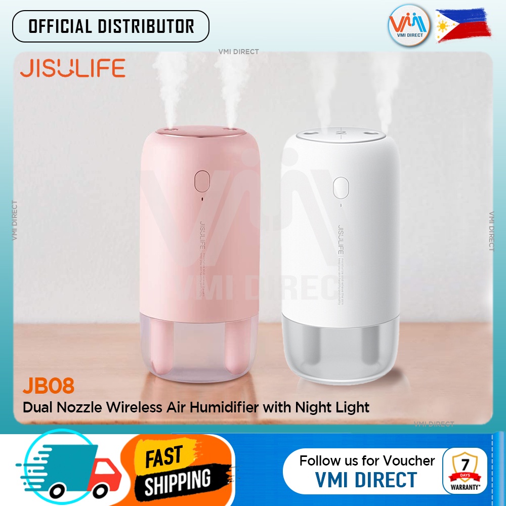 JISULIFE JB08 Wireless Rechargeable Air Humidifier w/ Dual Nozzle Spray ...