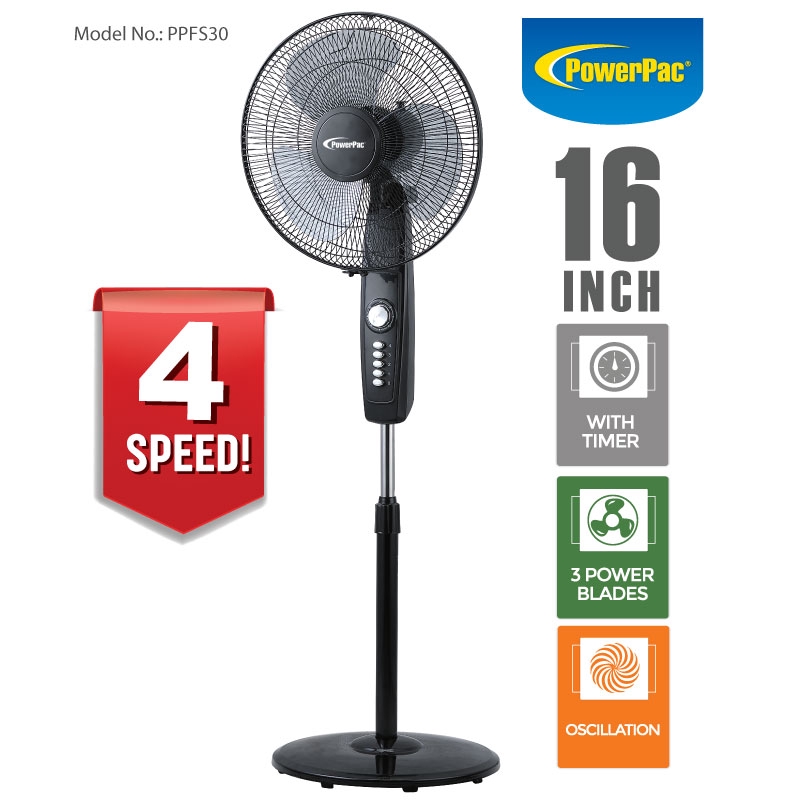 PowerPac Stand Fan With Timer 16 Inch (PPFS30) | Shopee Philippines