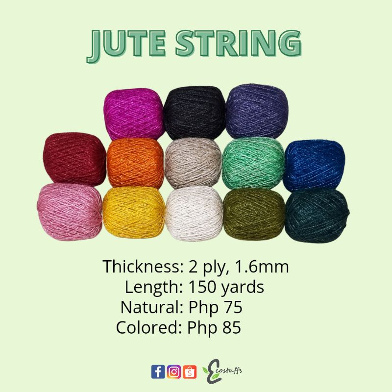 ECOSTUFFS Natural and Colored Jute String/Rope (150 yards) | Shopee ...