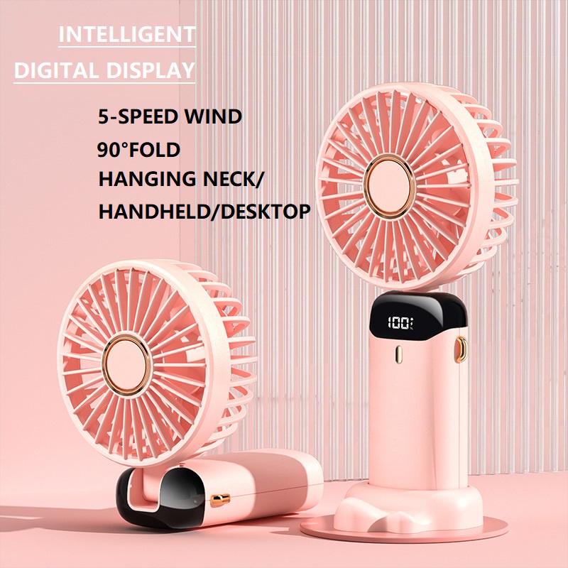 3000mA USB Fan Mini Fan Handheld Portable Fan Digital Display Desk Fan ...