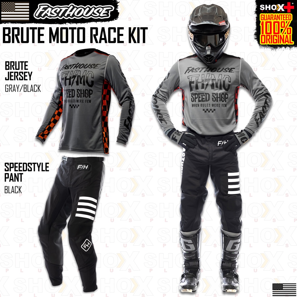 FastHouse USA Brute Grey/Black MOTO Racing Combo Kit - GUARANTEED 100% ...